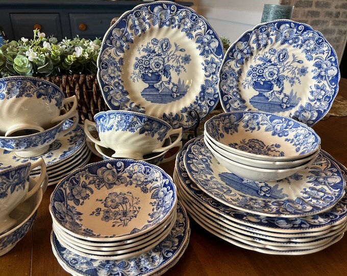 Royal Doulton Blue Pomeroy Bowls Blue & White Transferware Berry Bowls ...