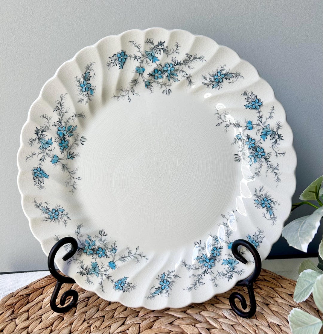 Myott forget Me Not Dinner Plates Turquoise Blue Transferware Made in ...