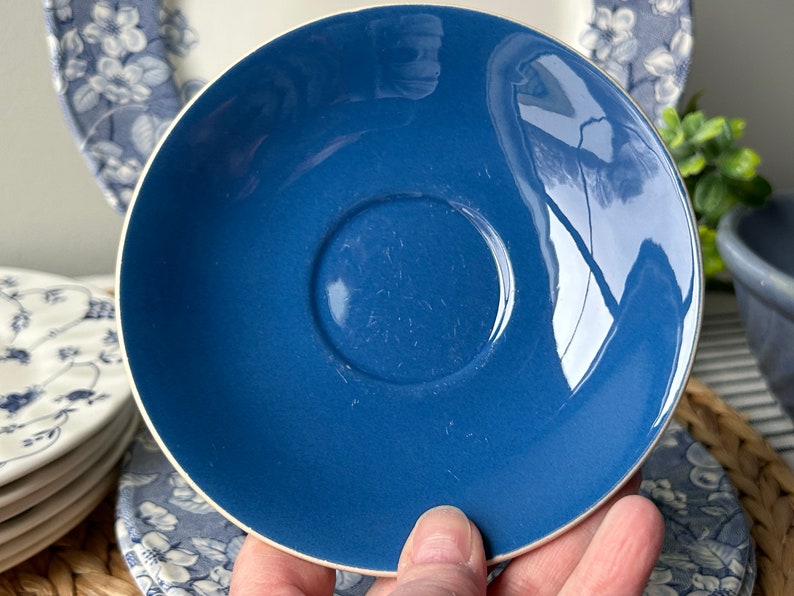 Vintage Blue Cornishware Tea Cup Sandygate Pottery Cup and Saucer Devon ...