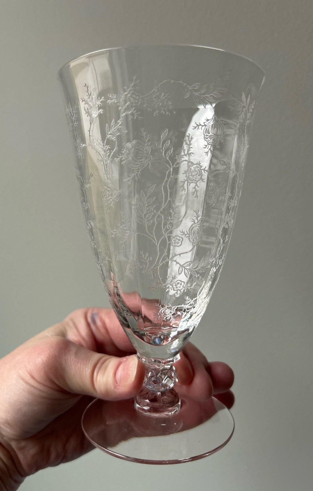 Vintage Fostoria Etched Iced Tea Glass chintz 338 Flowers Etch Pattern ...