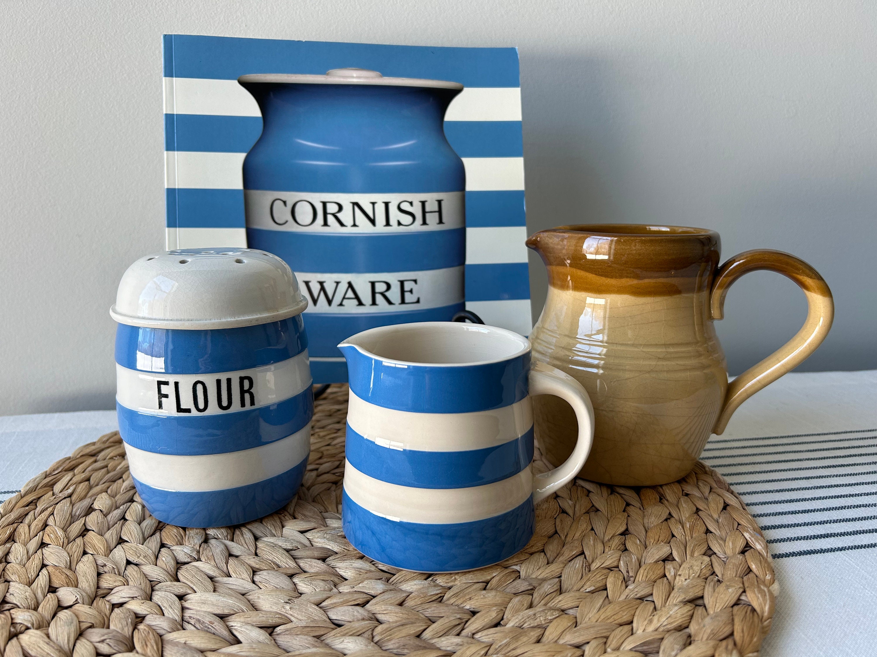Cornish Kitchen Ware Book / Blue and Striped Flour Shaker T.G. Green ...