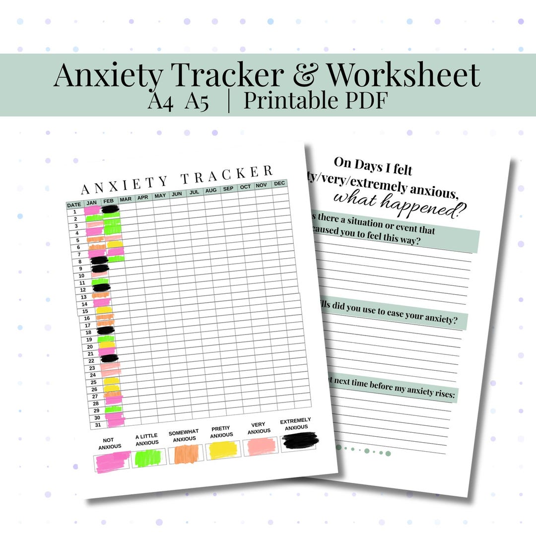 Anxiety Tracker Printable | Anxiety Worksheet A5 Journal Insert ...