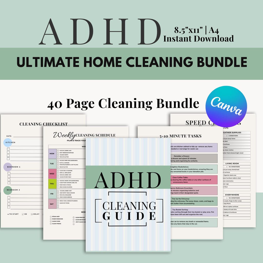 ADHD Cleaning Routine Template | ADHD Cleaning Bundle Declutter ...