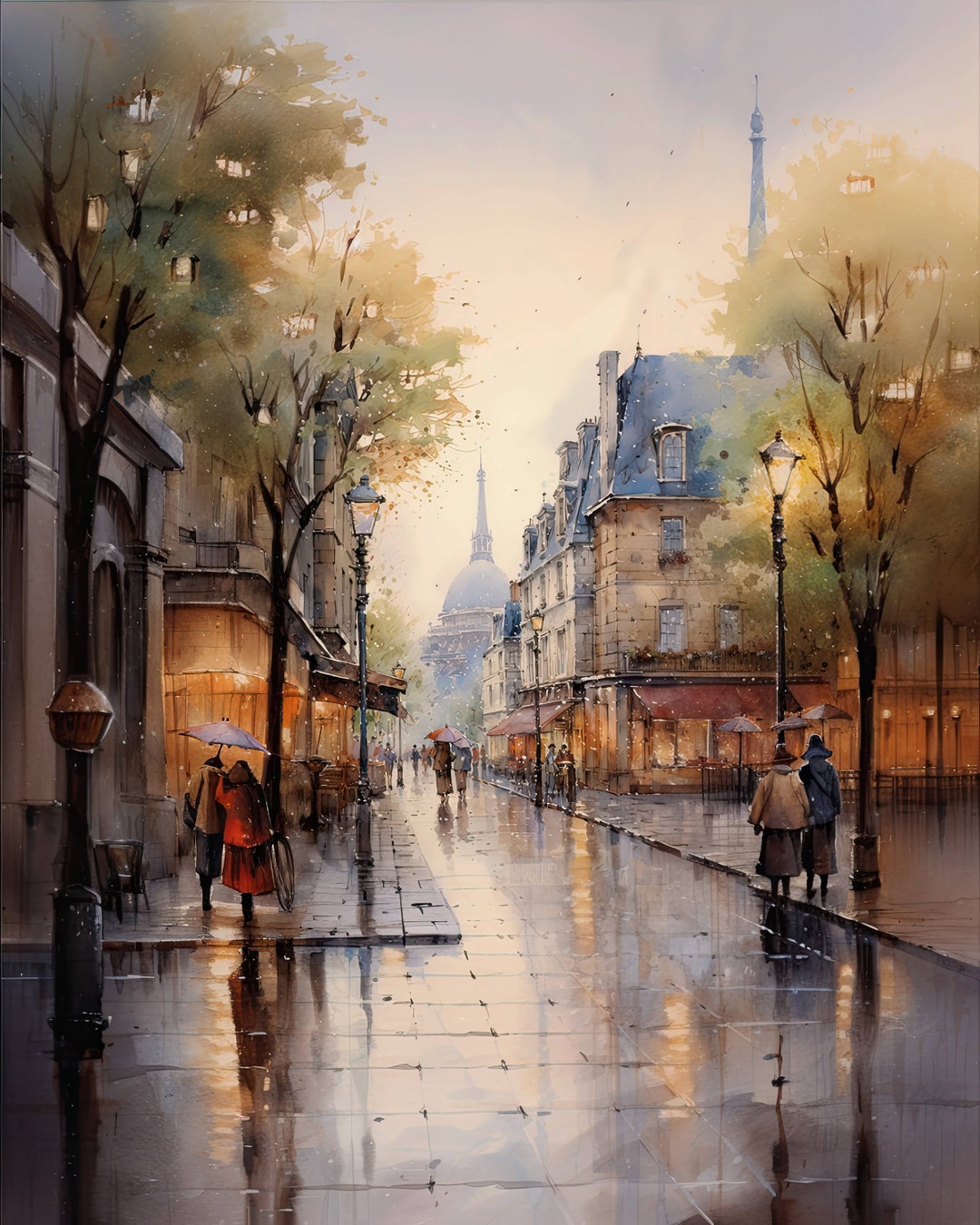 Paris Watercolor, Paris Art, Paris Painting Digital Download ...