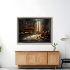 Old Library Oil Painting / Interior Print / Downloadable Print ...