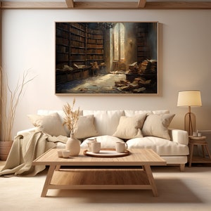 Old Library Oil Painting / Interior Print / Downloadable Print ...
