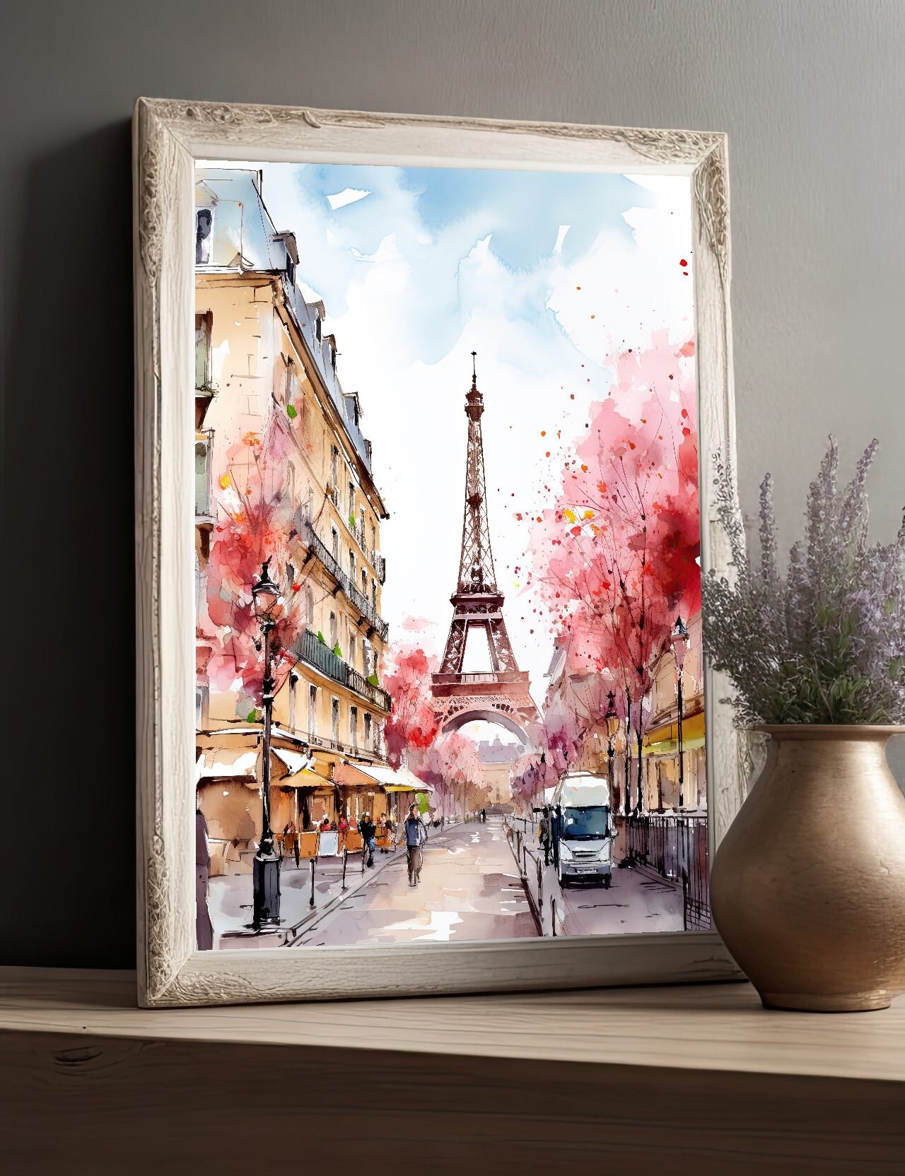 Paris Watercolor, Romantic Paris, Paris Scene Print, Tour Eiffel Scene ...