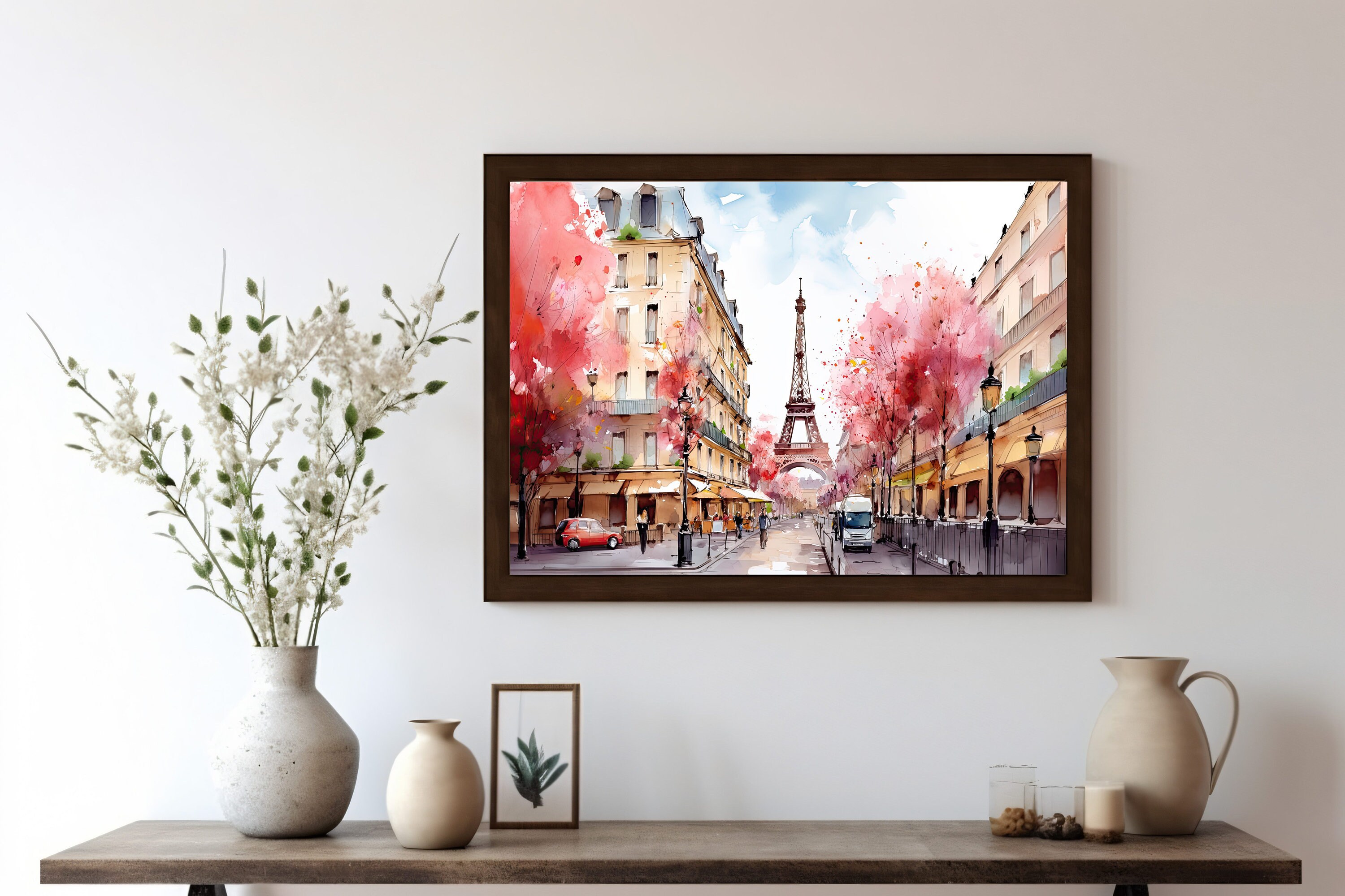 Paris Watercolor, Paris Art, Paris Painting, Paris Scene, Downloadable ...