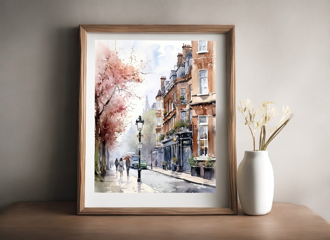 London Watercolor, London Art, London Scene, London Painting, Vintage ...