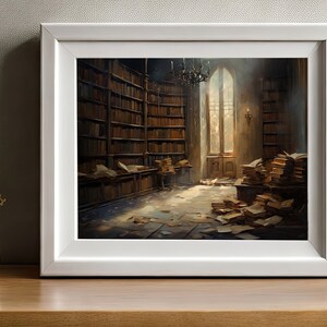 Old Library Oil Painting / Interior Print / Downloadable Print ...