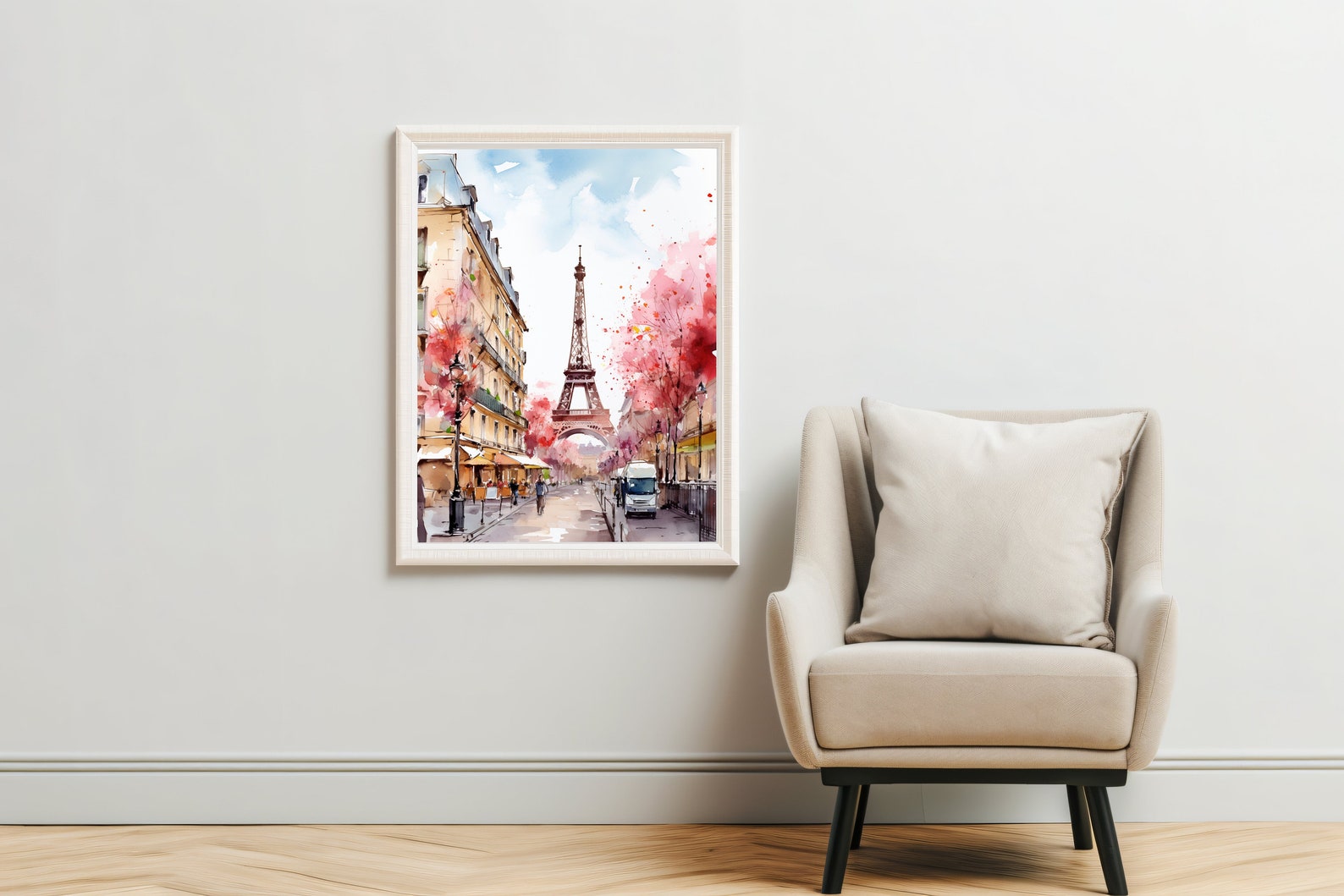 Paris Watercolor, Romantic Paris, Paris Scene Print, Tour Eiffel Scene ...