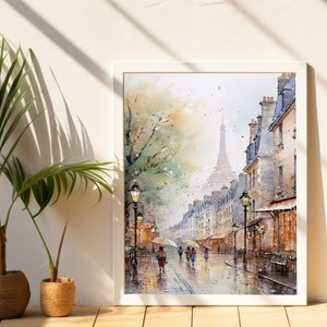 Paris Watercolor, Paris Scene, Paris Art, Paris Painting, Downloadable ...