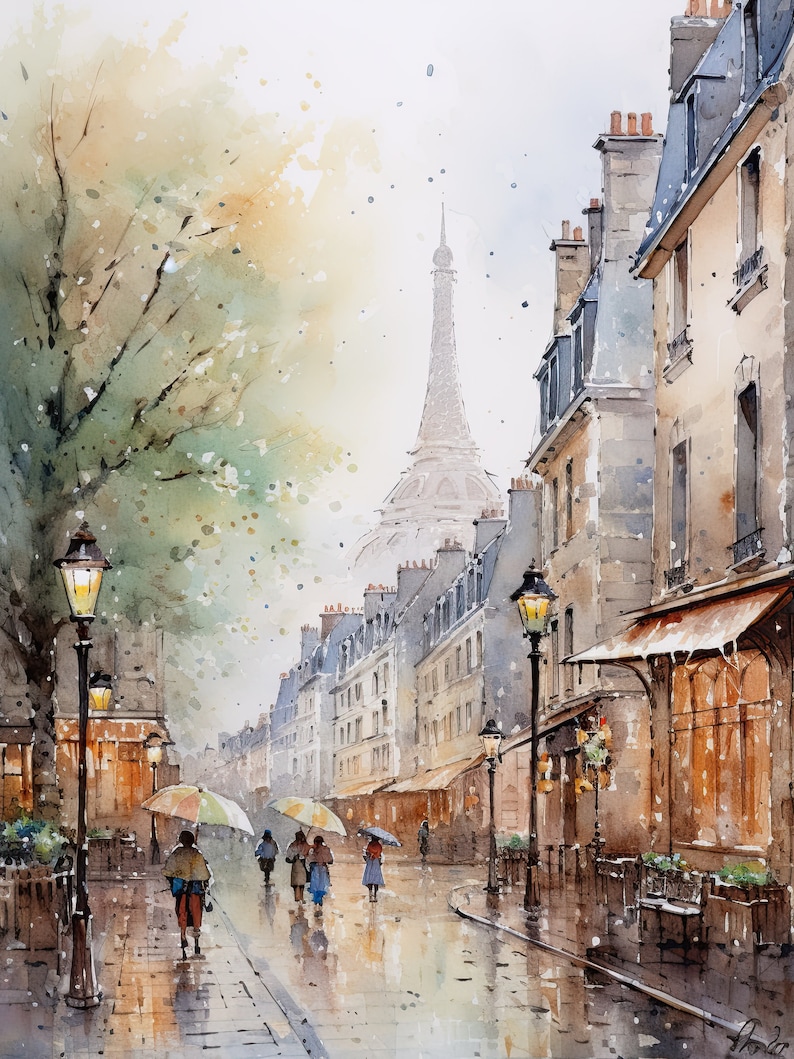 Paris Watercolor, Paris Scene, Paris Art, Paris Painting, Downloadable ...