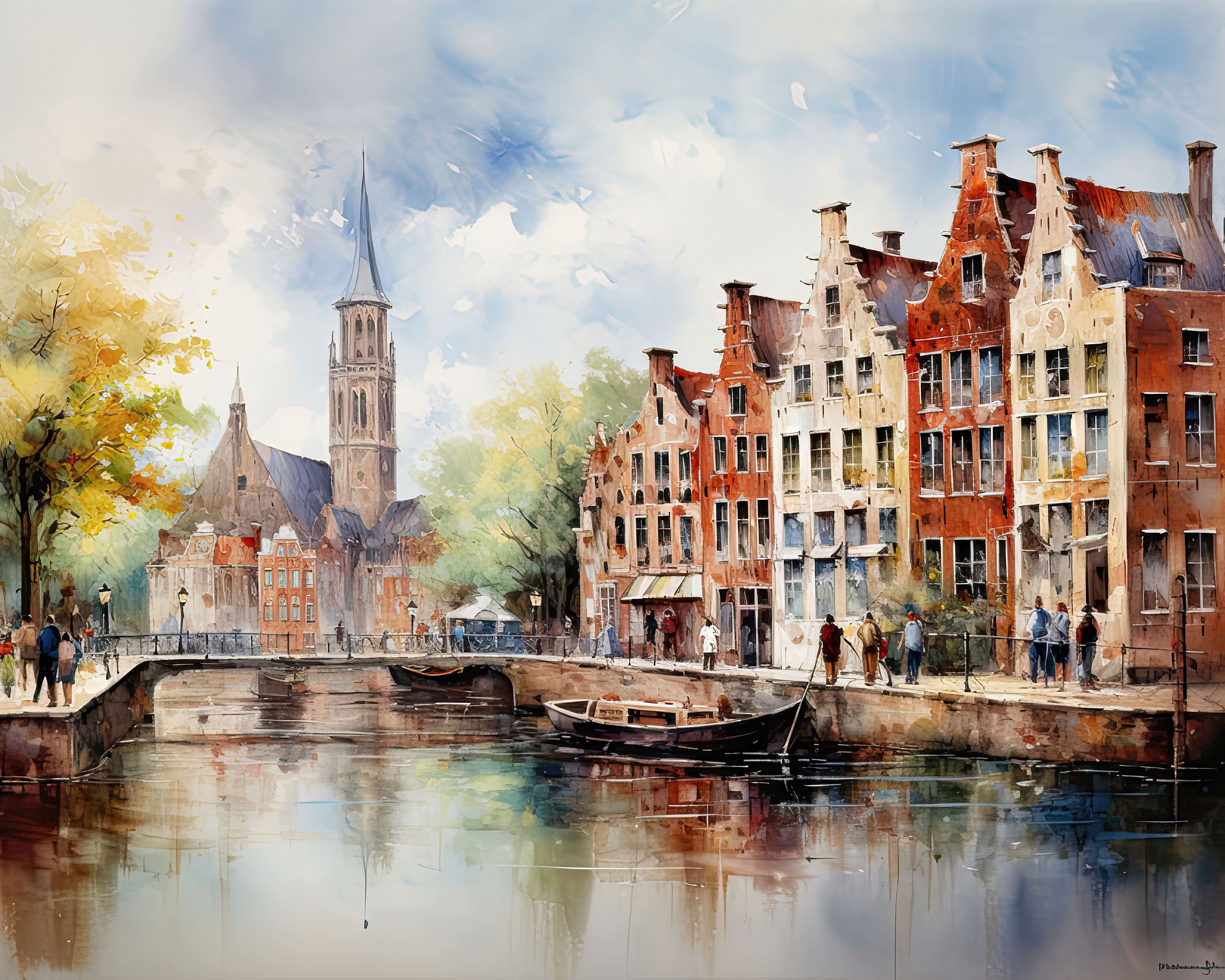 Bruges Watercolor, Bruges Art Print, Belgium Painting Digital Download ...