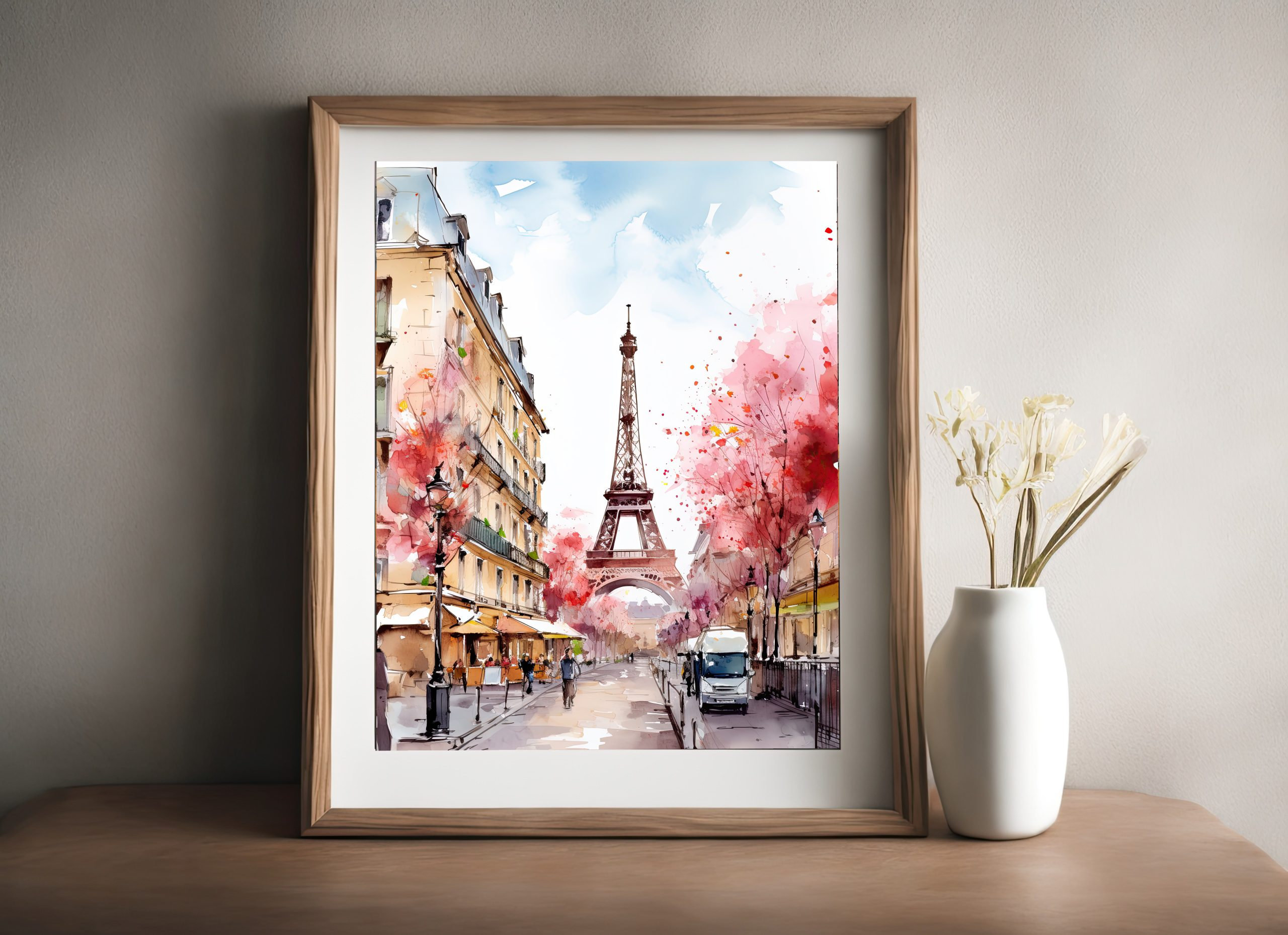 Paris Watercolor, Romantic Paris, Paris Scene Print, Tour Eiffel Scene ...