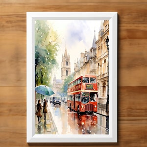 London Watercolor, London Art, London Scene, Downloadable Print ...