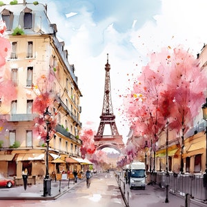 Paris Watercolor, Paris Art, Paris Painting, Paris Scene, Downloadable ...