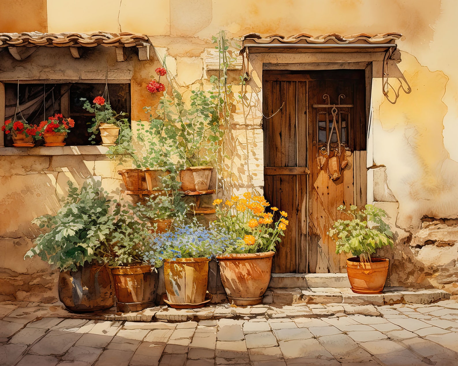 Tuscany Watercolor, Tuscany Art, Tuscany Digital Watercolor, Italy ...