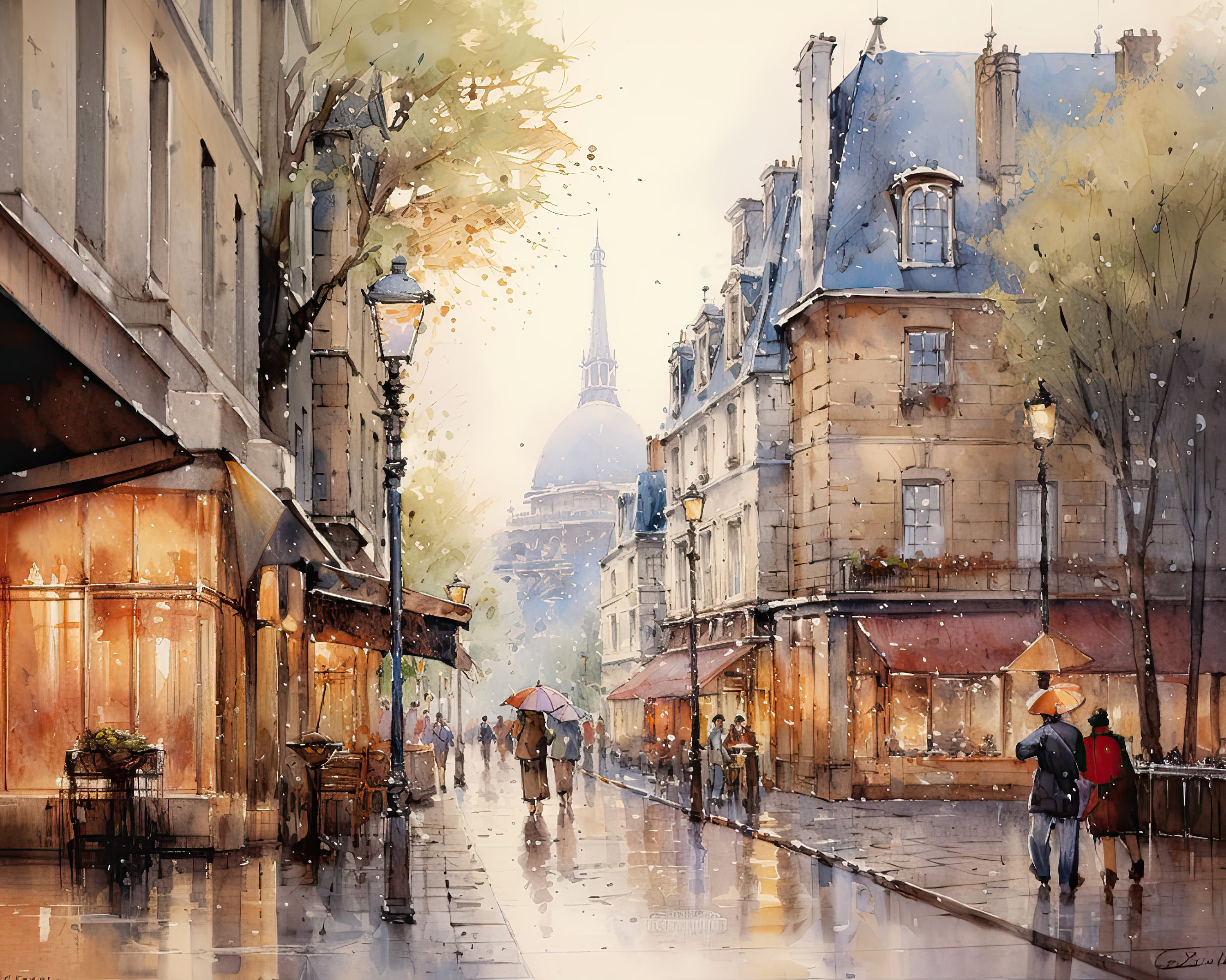 Paris Watercolor, Paris Art, Paris Painting Digital Download ...