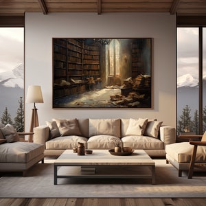 Old Library Oil Painting / Interior Print / Downloadable Print ...