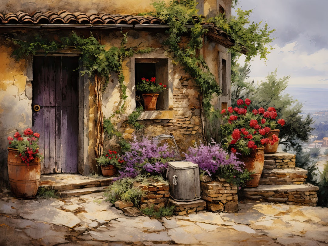 Tuscany Watercolor, Tuscany Art, Tuscany Digital Watercolor, Italy ...