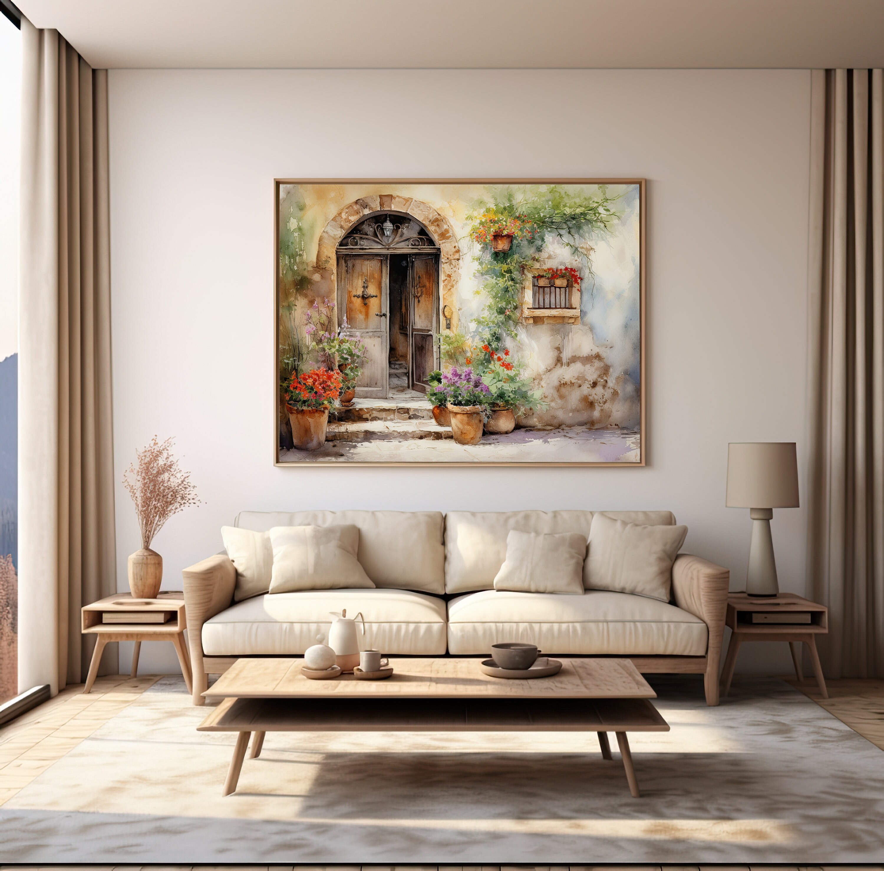 Tuscany Watercolor, Tuscany Art, Tuscany Digital Watercolor, Italy ...