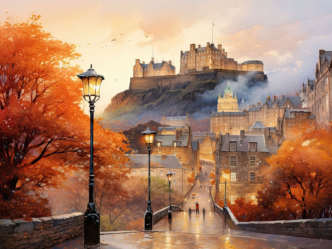 Edinburg Castle Watercolor, Scotland, Scottish Painting, Vintage ...