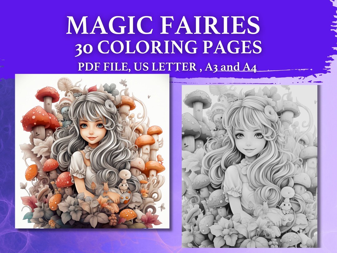 30 Magic FAIRIES Digital Coloring Pages, Magic Fairies Coloring Book ...
