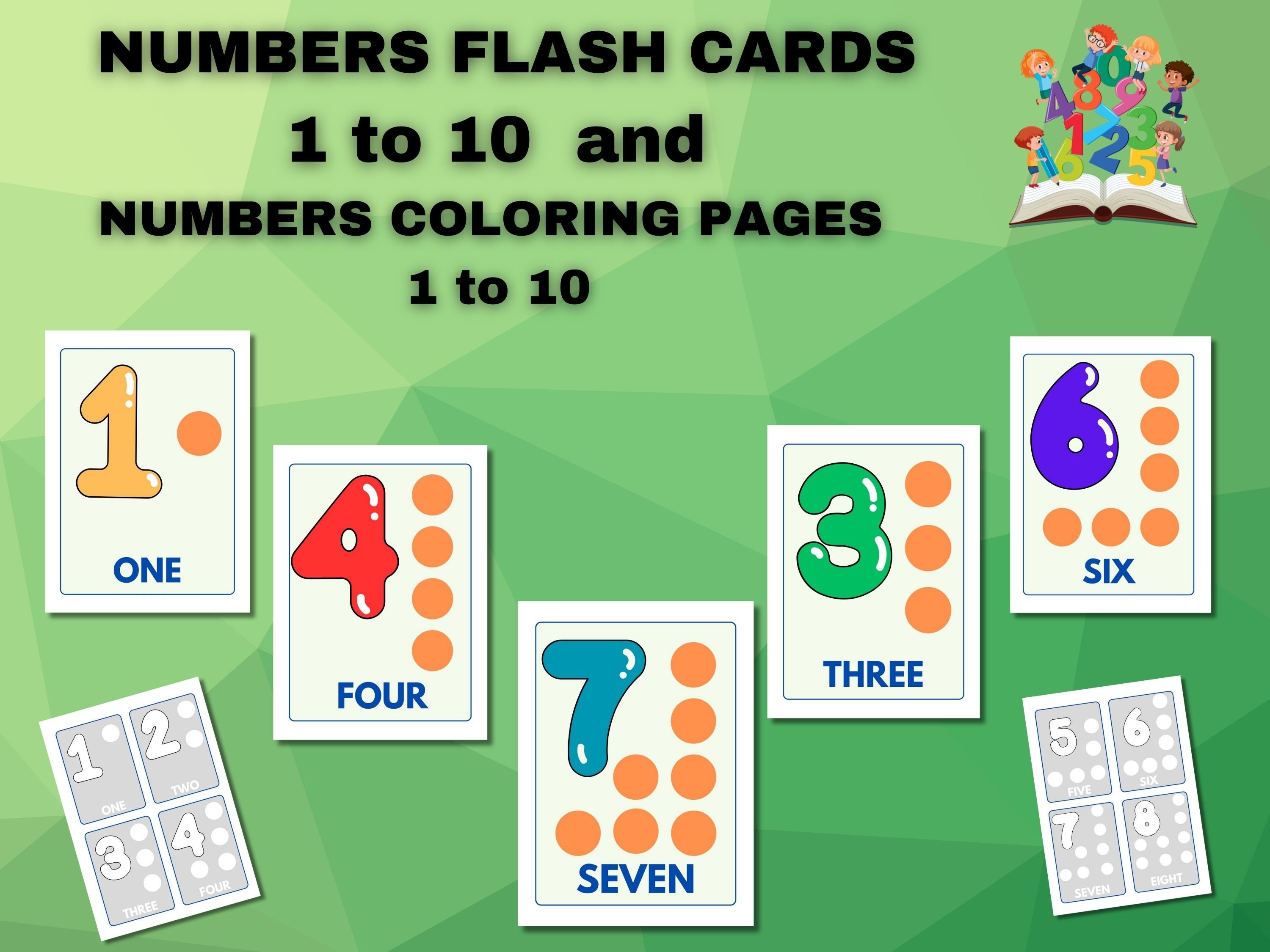 Numbers Flash Cards 1 to 10, Numbers Coloring Pages, Flash Cards Set ...
