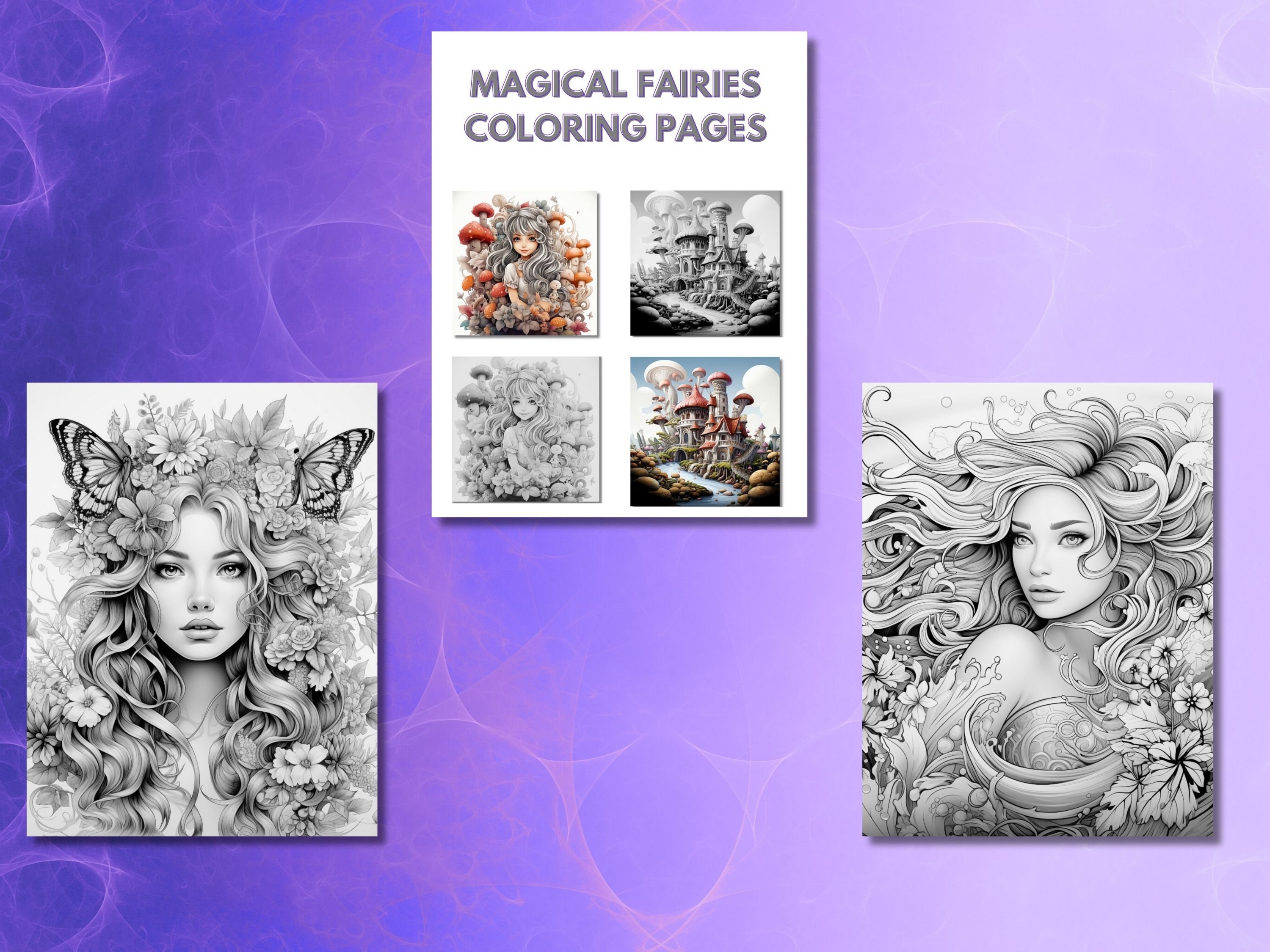 30 Magic FAIRIES Digital Coloring Pages, Magic Fairies Coloring Book ...