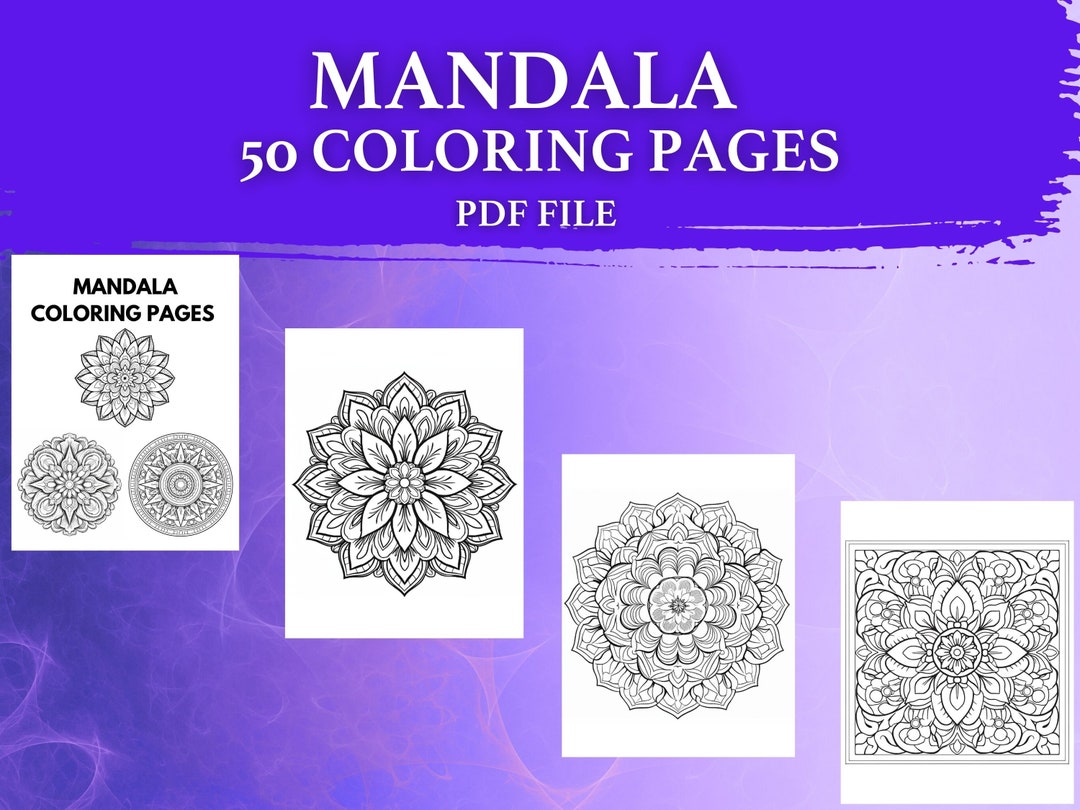 50 Mandala Coloring Pages, US Letter Format, PDF File, Mandala Digital ...