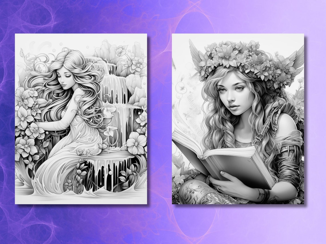 30 Magic FAIRIES Digital Coloring Pages, Magic Fairies Coloring Book ...