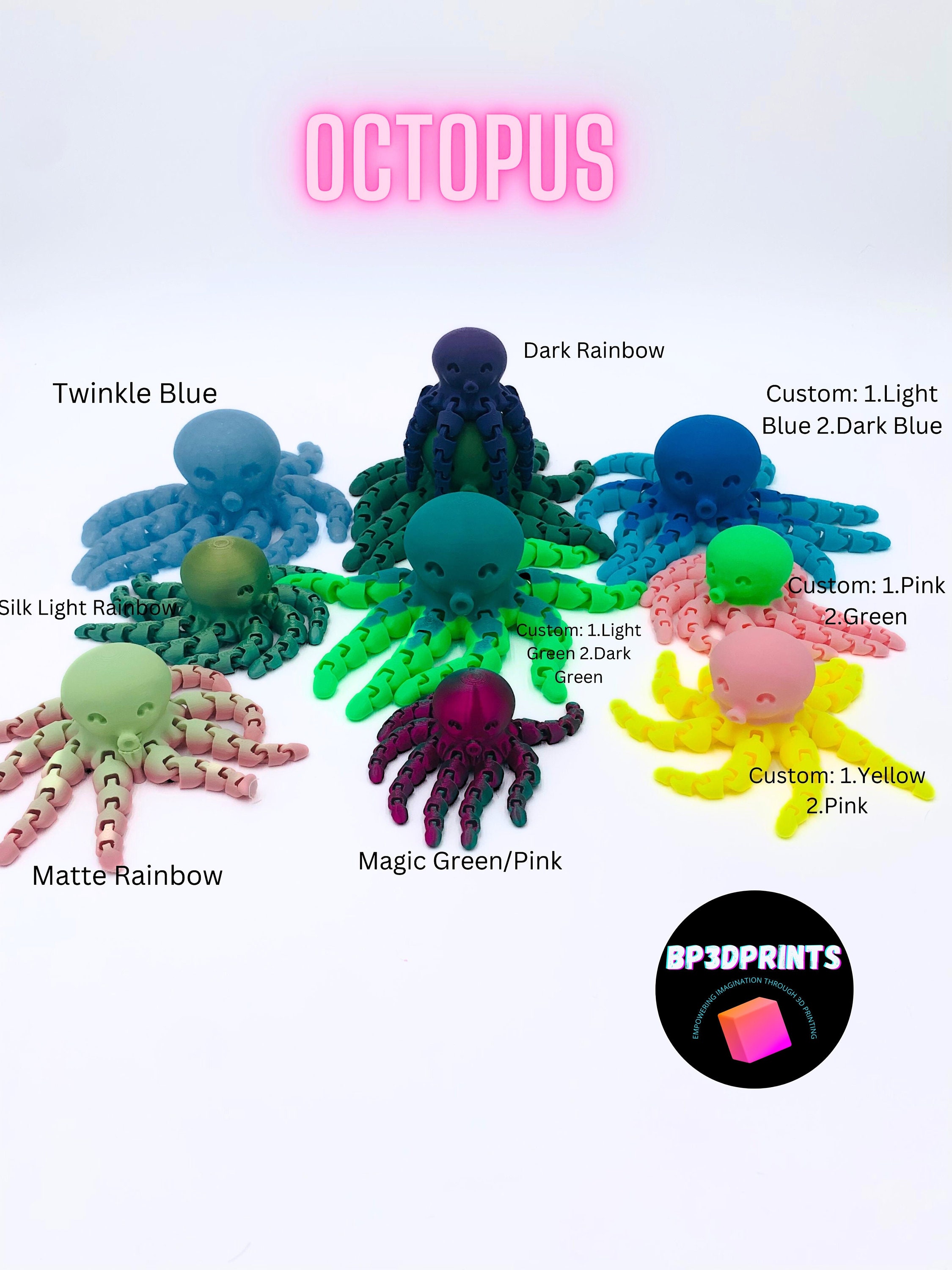 Articulated Octopus, 3d Printed Articulated Octopus3d, Custom Color ...