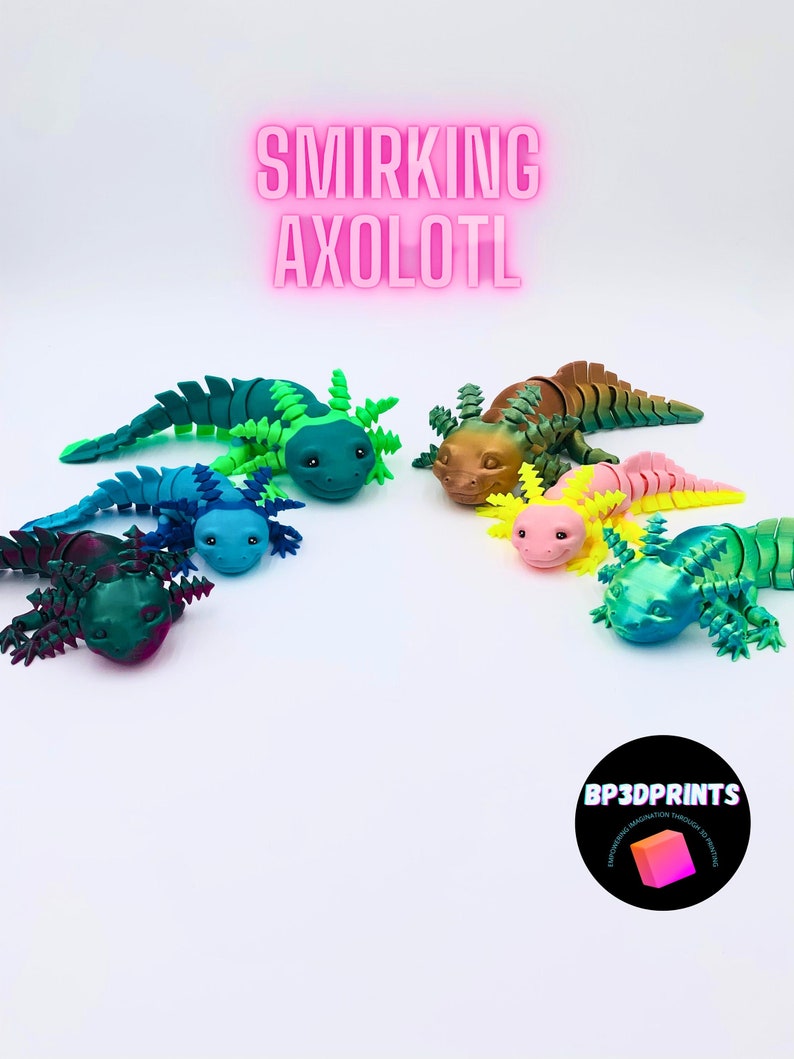 Smirking Axolotl, Baby Axolotl, Articulated 3d Printed, Custom Color ...