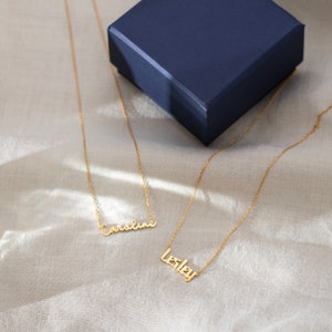 14K Solid Gold Personalized Name Necklace | Custom Dainty Necklace ...