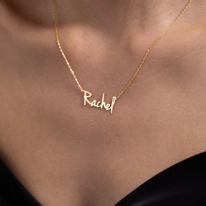 14K Solid Gold Personalized Name Necklace | Custom Nameplate Jewelry - Etsy
