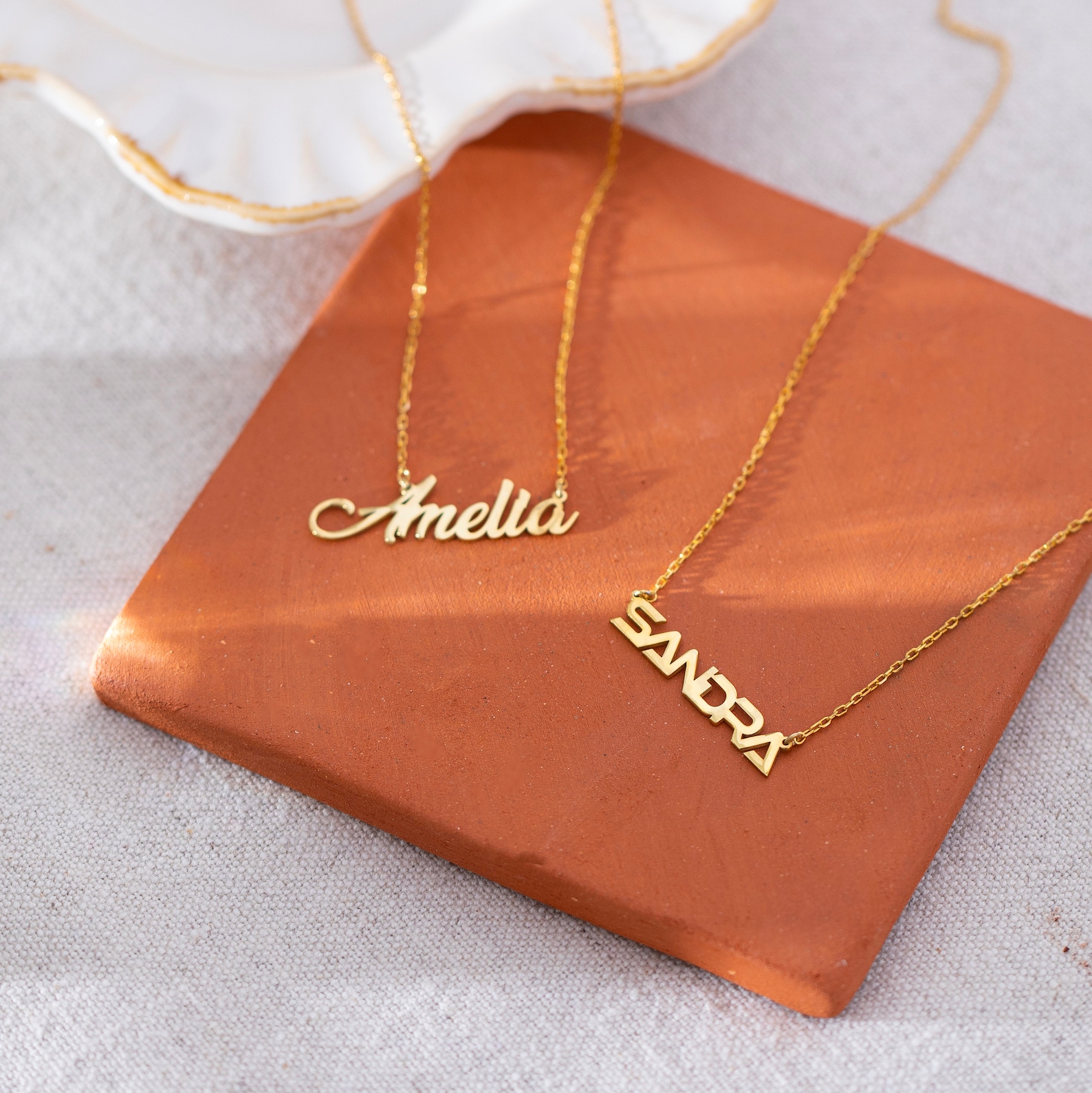 14K Solid Gold & Sterling Silver Personalized Name Necklace | Custom ...