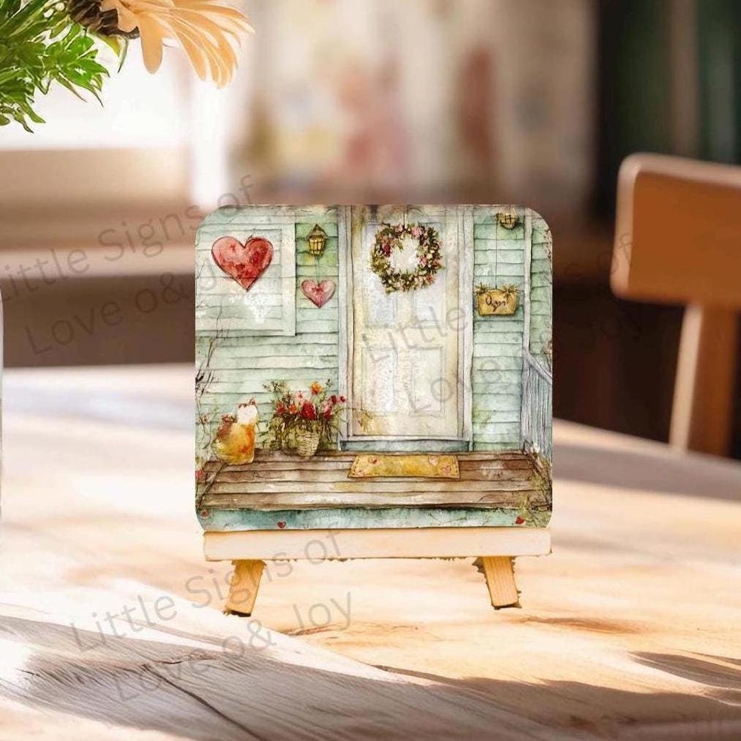 Shabby Heart House, Wood Block Art, Love, Home Decor, Tiered Tray ...