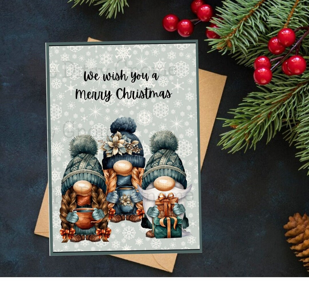 Digital Christmas Card We Wish You A Merry Christmas Gnomes - Etsy