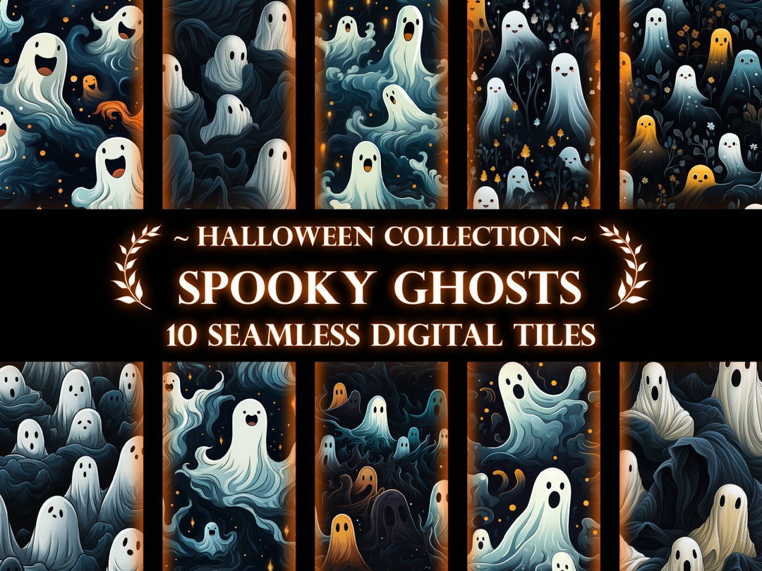 Halloween Spooky Ghosts Seamless Tiles. Halloween Digital - Etsy