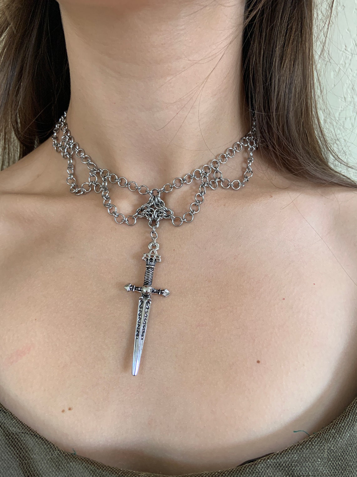 Lady of the Lake Chainmail Medieval Choker Necklace - Etsy