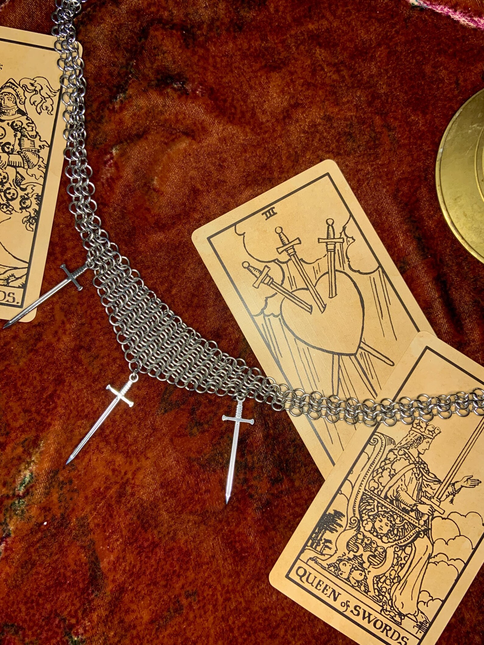 Three of Swords Chainmail Necklace - Etsy
