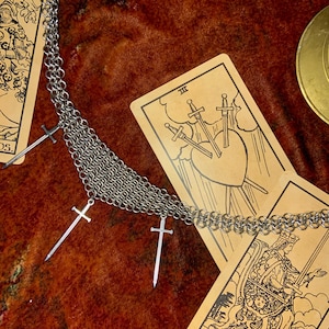 Three of Swords Chainmail Necklace - Etsy