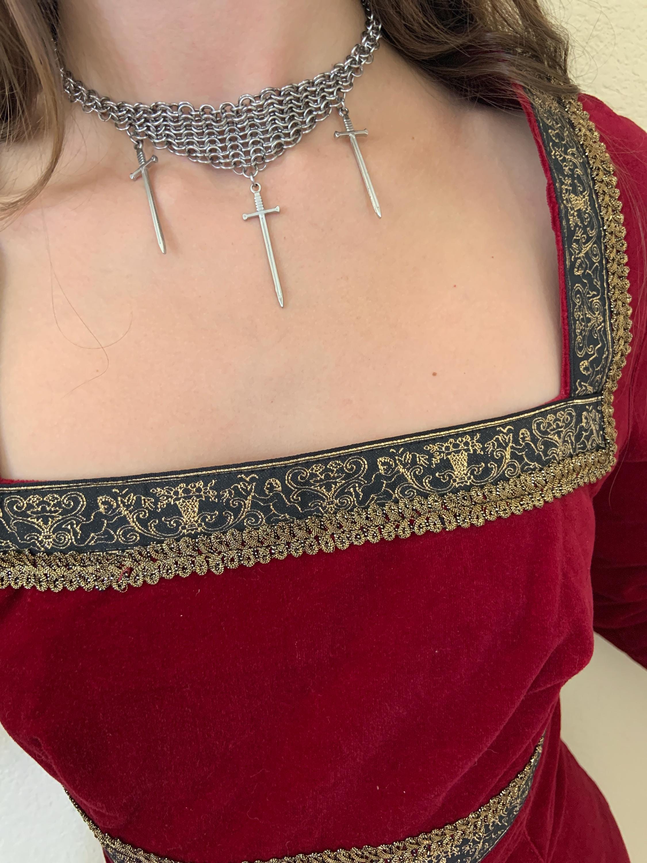 Three of Swords Chainmail Necklace - Etsy