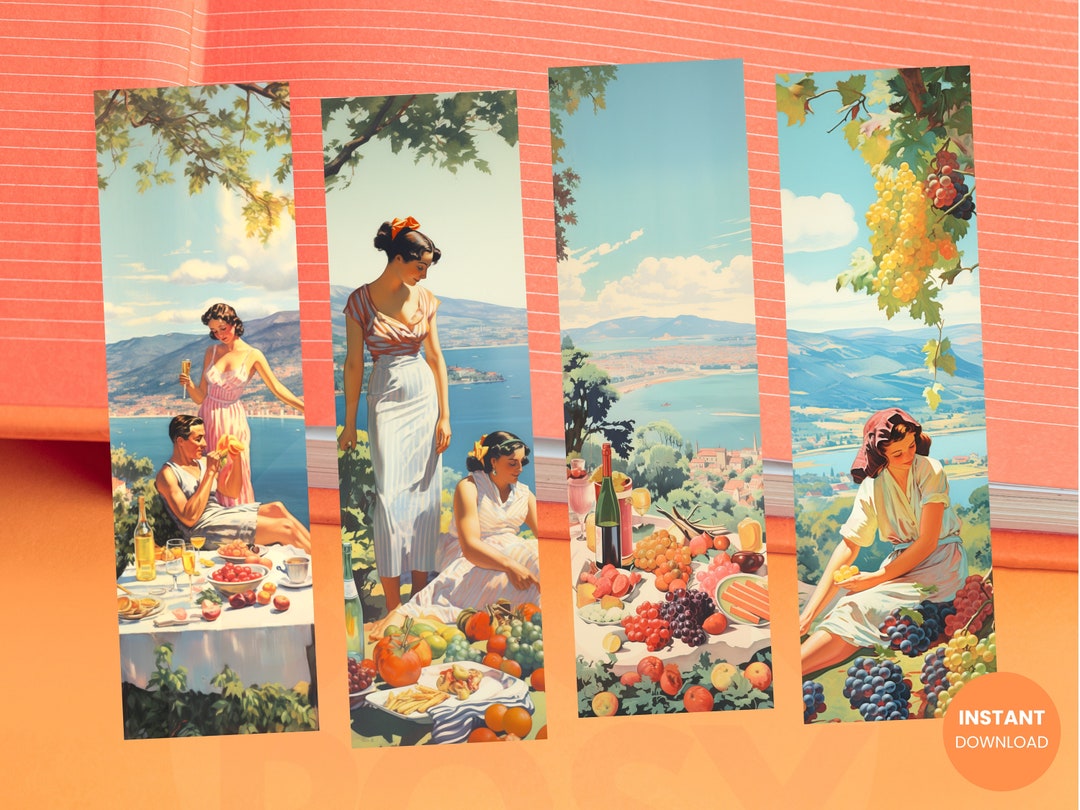 PRINTABLE Bookmarks - Hillside Feast - Romantic Italy-inspired - Etsy