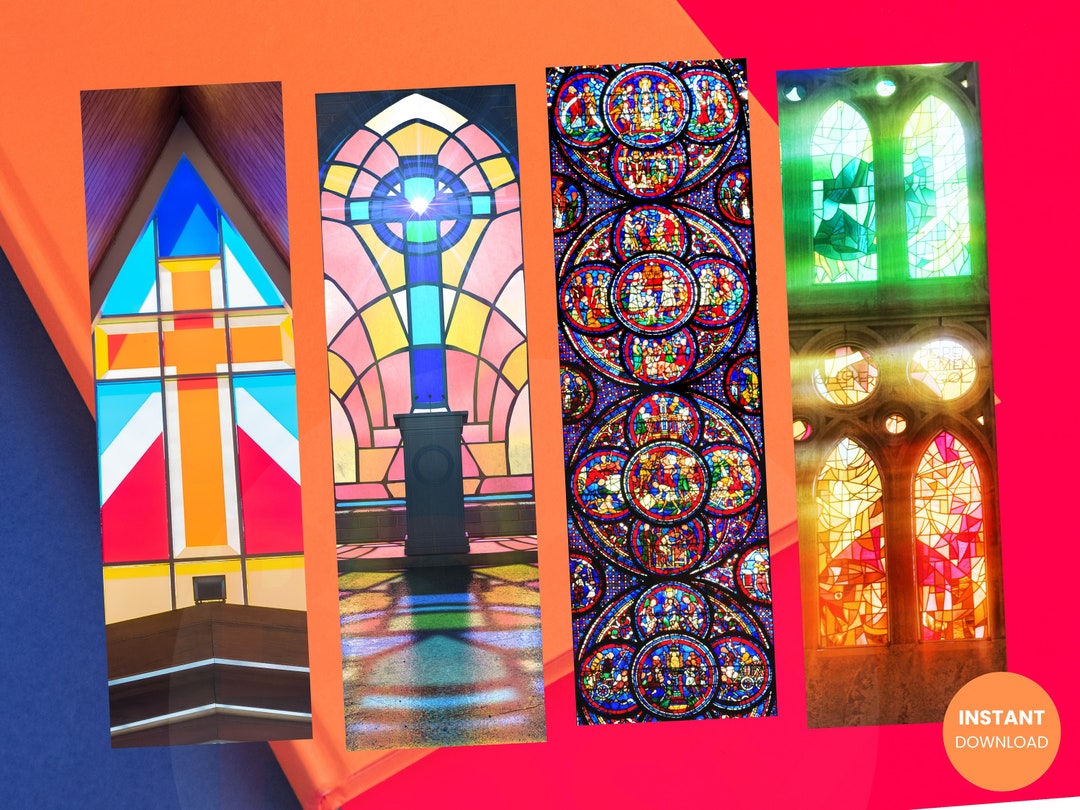 PRINTABLE Bookmarks - Stained Glass Church Window Photos - Instant ...