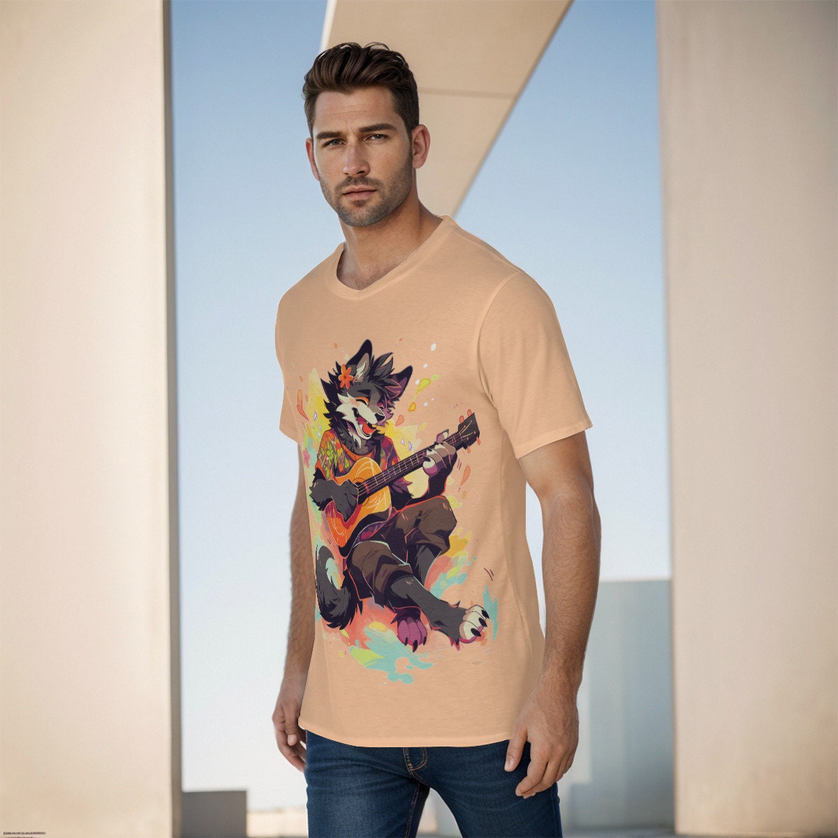 Canine Fursona Guitar / Unisex Tshirt / Unique Furry Apparel / Fandom ...