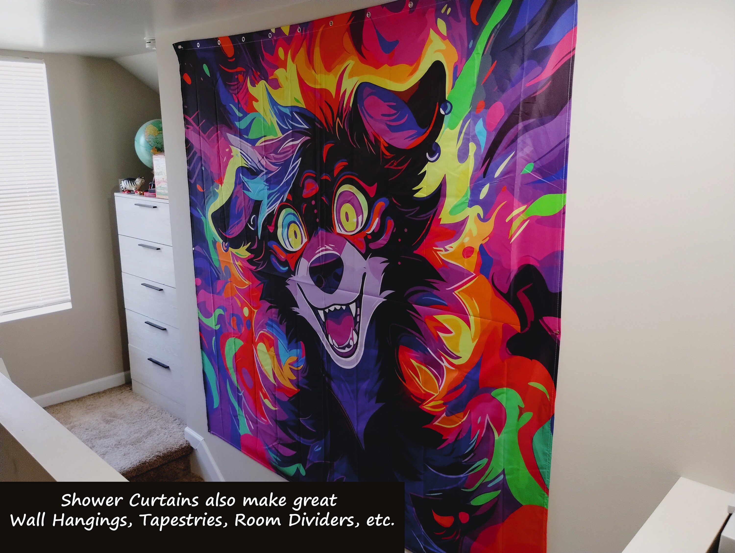 Muscular Fursona Swimmer Furry Shower Curtain Unique Wall Hanging Decor ...