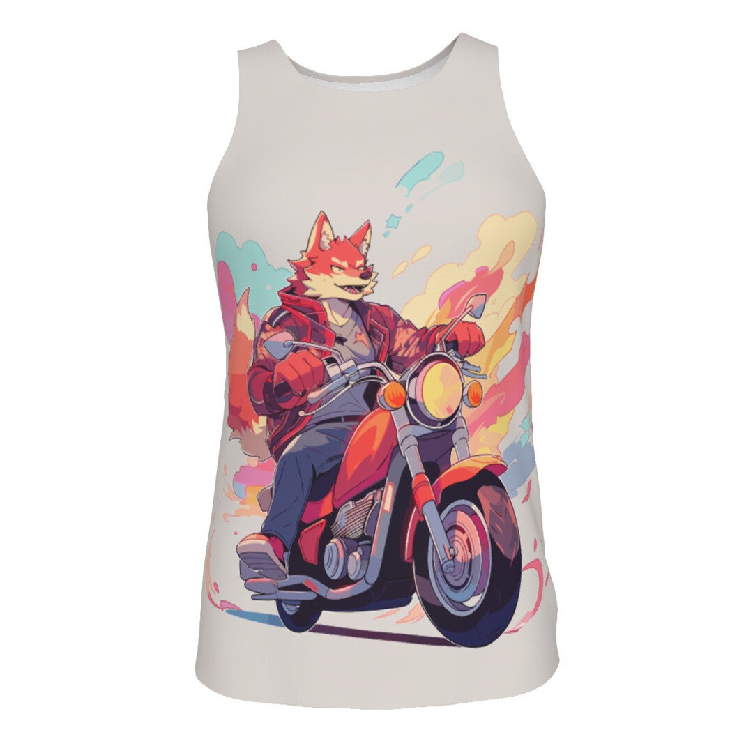 Canine on Motorcycle / Tank Top / Dog Cruisin on Bike / Unique Fursona ...