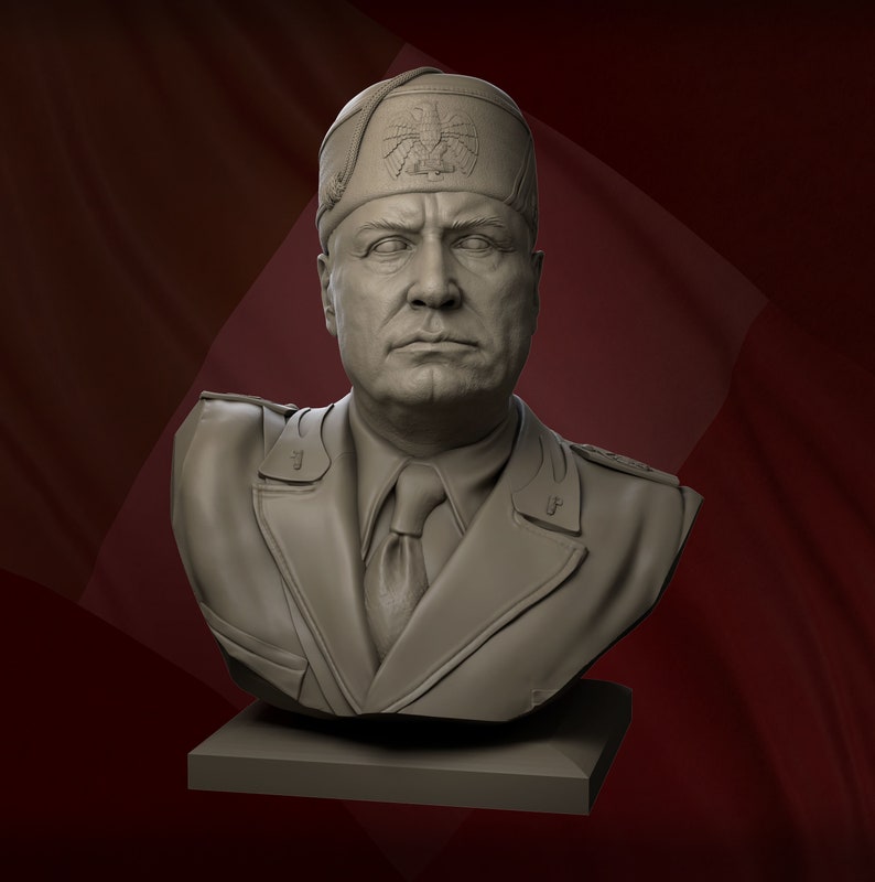 BENITO MUSSOLINI 3D Bust Sculpture, Italian Fascist Dictator Room ...